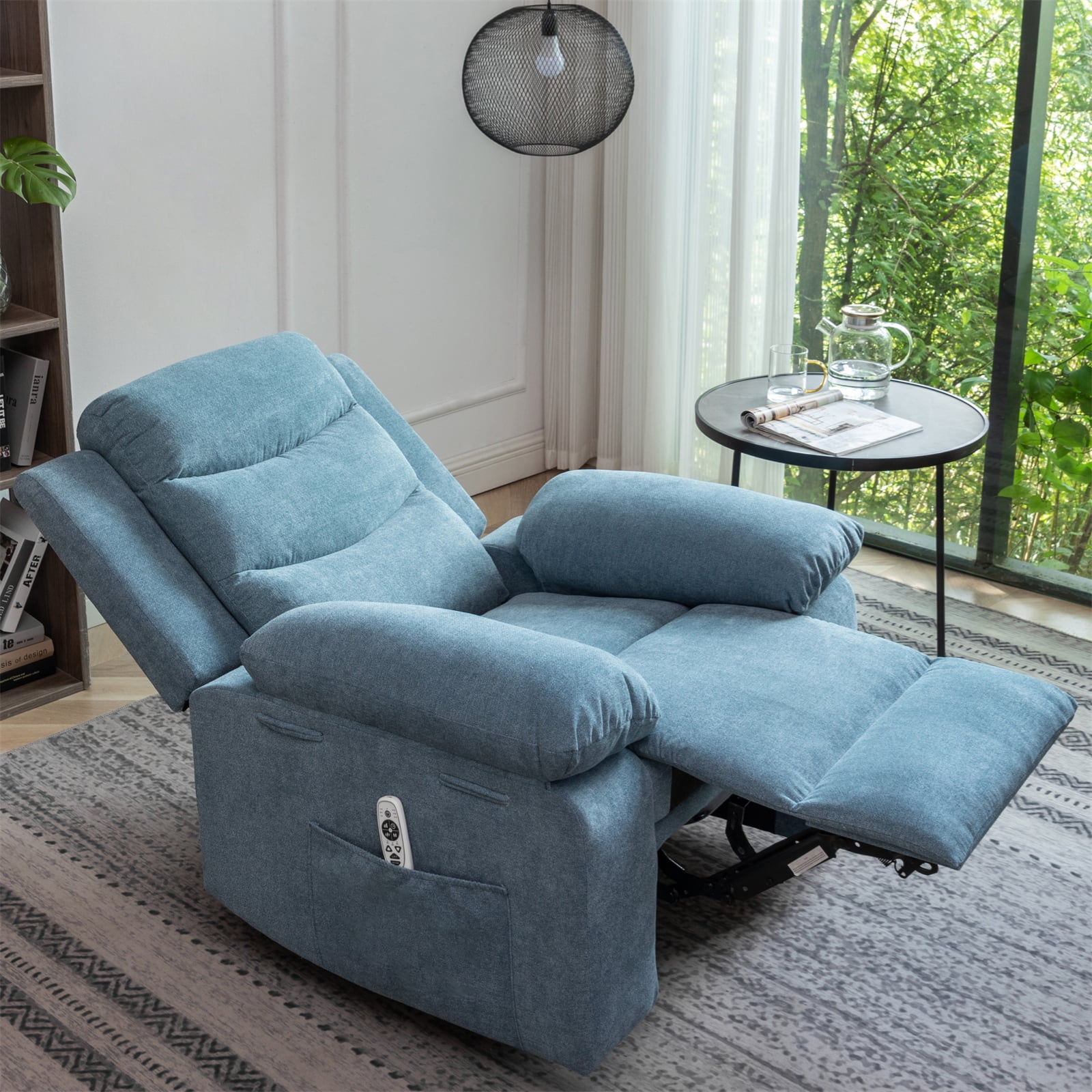 Power Recliner, Velvet Recliner Chair with Adjustable Massage Function ...