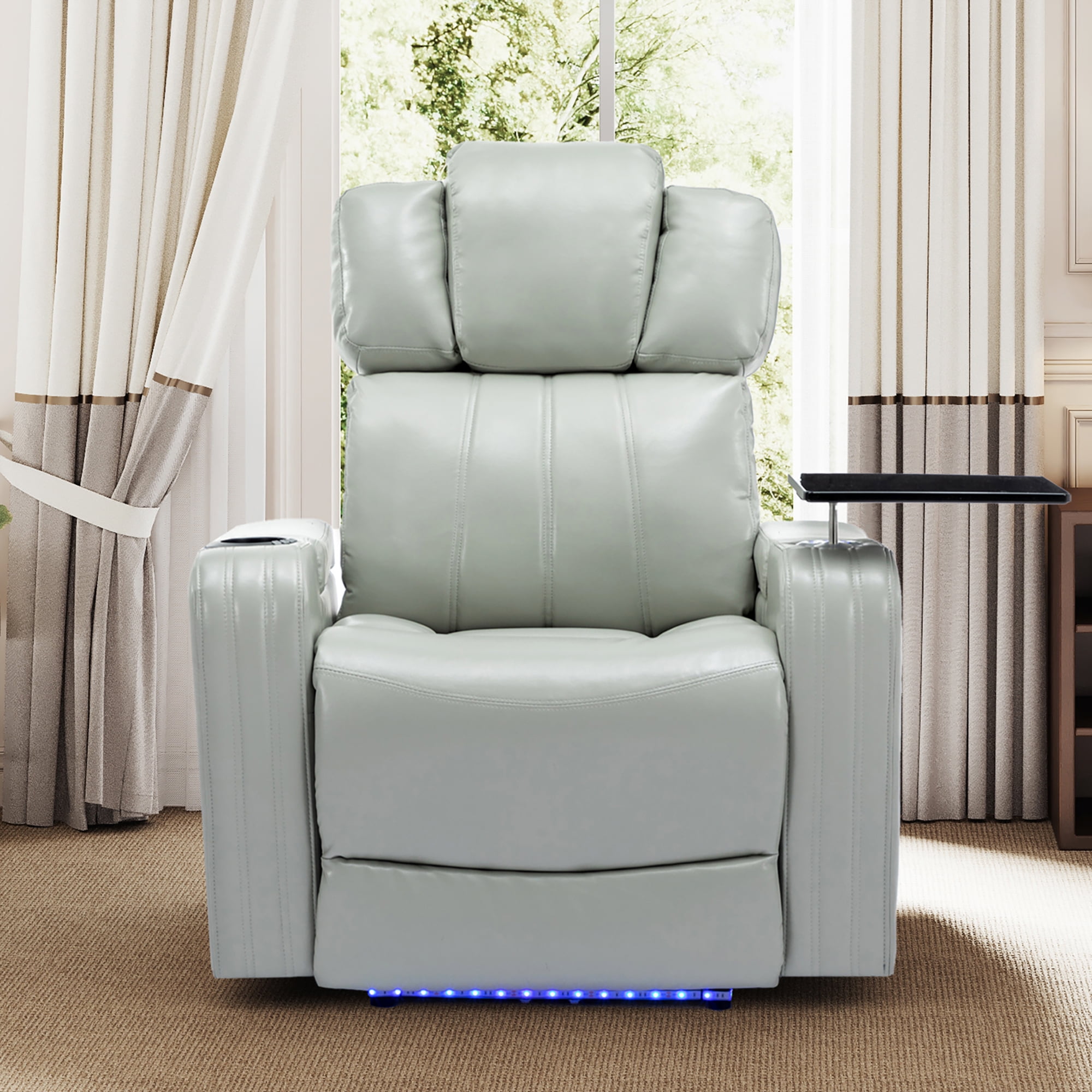 Power Recliner with Bluetooth Speakers – Cooling Cup Holder, LED Lights ...