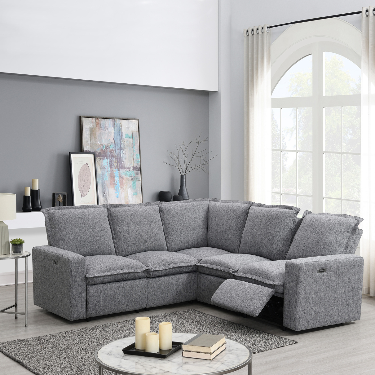 Power Reclining Sofa, Reclining Coach with Infinite Positions (Between ...