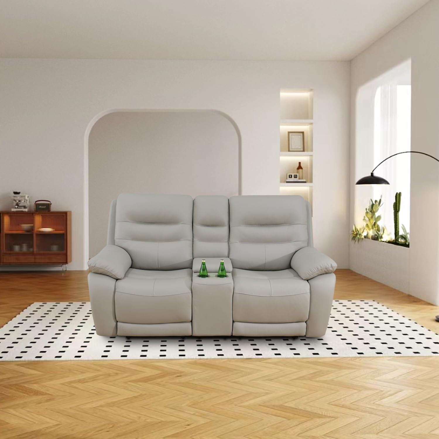 Power Reclining Sofa Set, Genuine Leather Recliner Loveseat, 1 Pieces ...