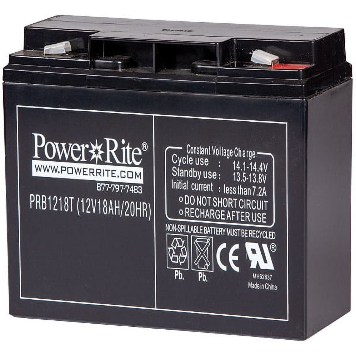 Exit/Emergency Lighting Power Rite Battery, 12V, 18 Ah, 1/Each ...