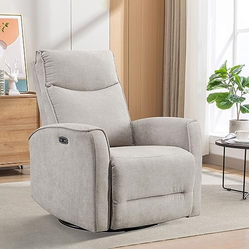 Power Rocker Recliner Chair with USB Port, Electric Swivel Glider ...
