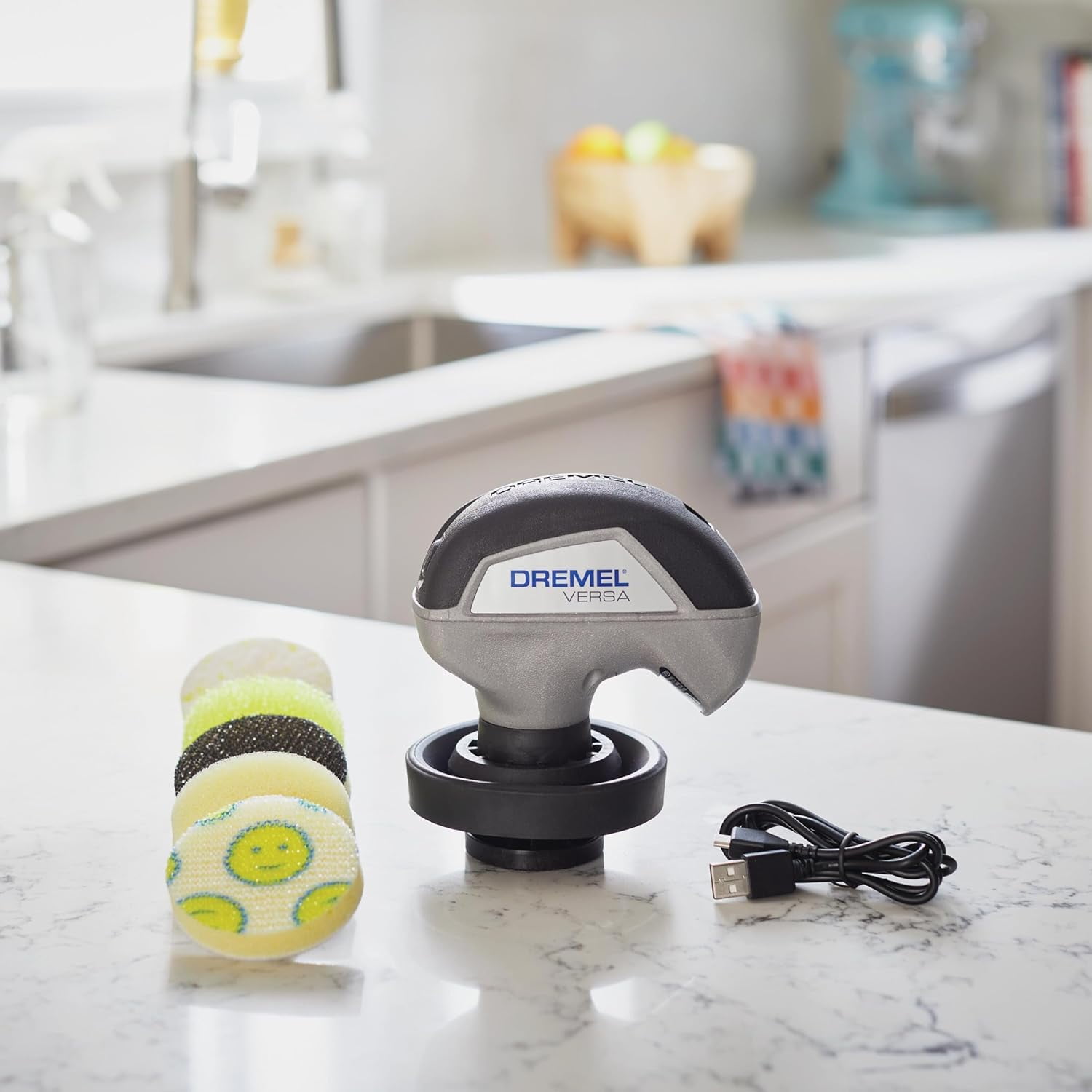 Power Scrubber Kit with 5 Scrub Daddy Cleaning Sponge Pads - Waterproof ...