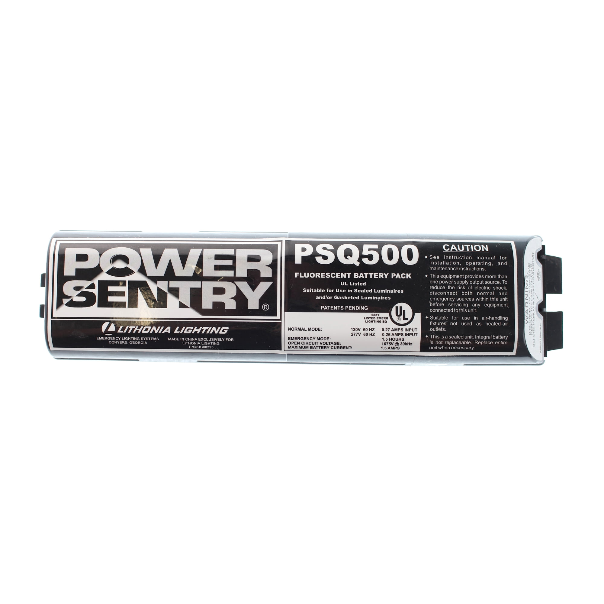 Power-Sentry PSQ500QD Fluorescent Battery Pack, 120-277V, 60HZ, 0.27A ...