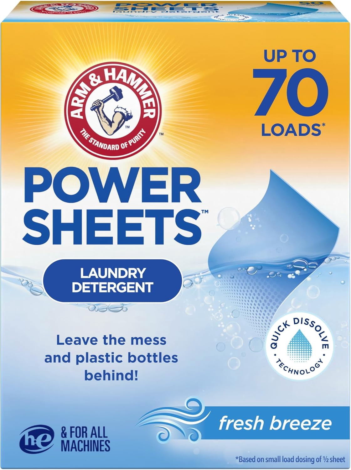Power Sheets Laundry Detergent, Fresh Breeze Scent, No Mess ...