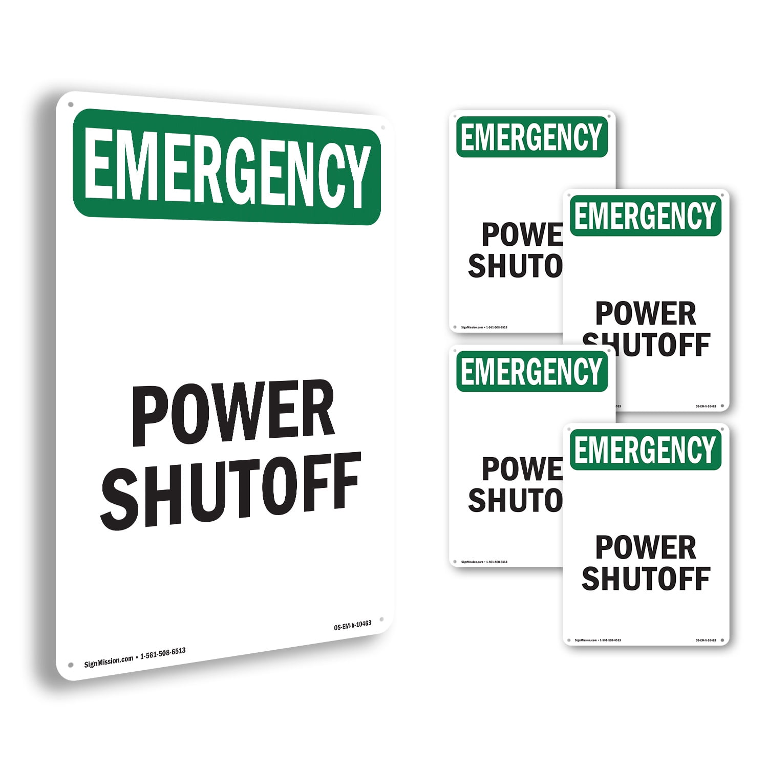 Power Shutoff OSHA Emergency Rigid Plastic Sign 24 Inch x 18 Inch - 5 ...