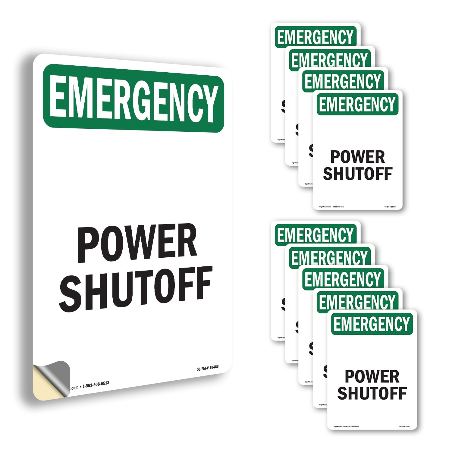 Power Shutoff OSHA Emergency Vinyl Decal Label 24 Inch x 18 Inch - 10 ...