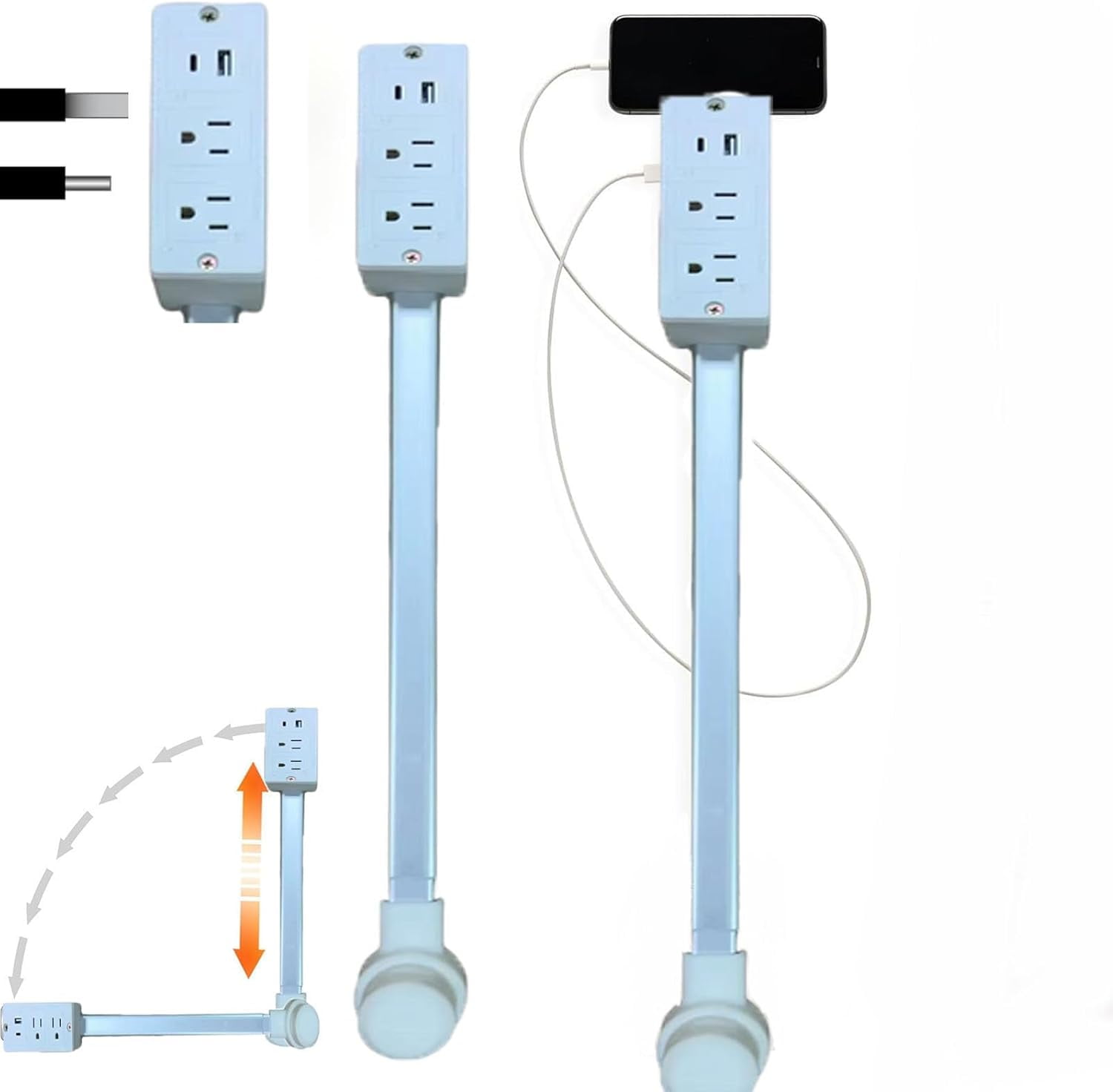 Power Socket Expander, Electrical Outlet Extender, Access Hard-to-Reach ...