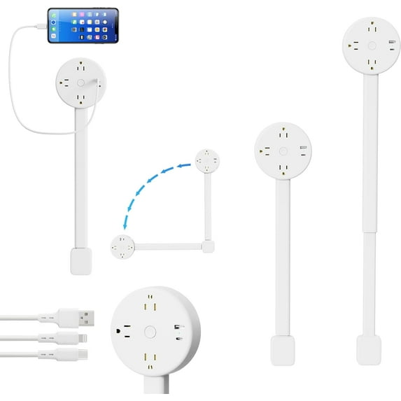 Power Socket Expander with USB-C & USB-A Ports, Extendable Outlet Stick ...