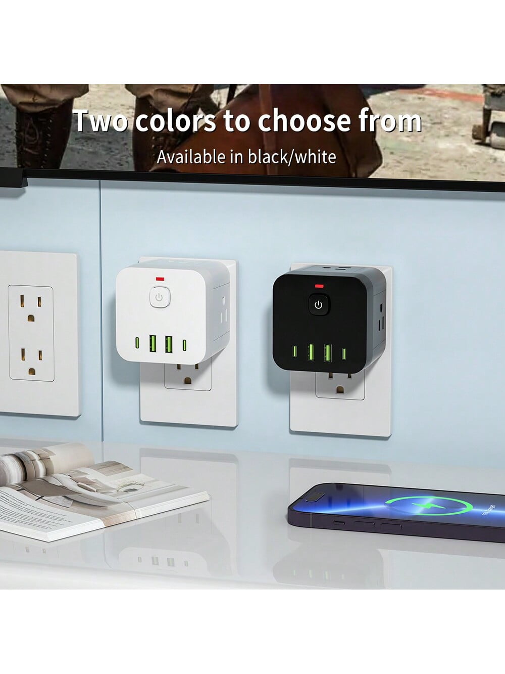 Power Socket With Plug, Socket Extender With 2 USB-A And 2 USB-C Slots ...