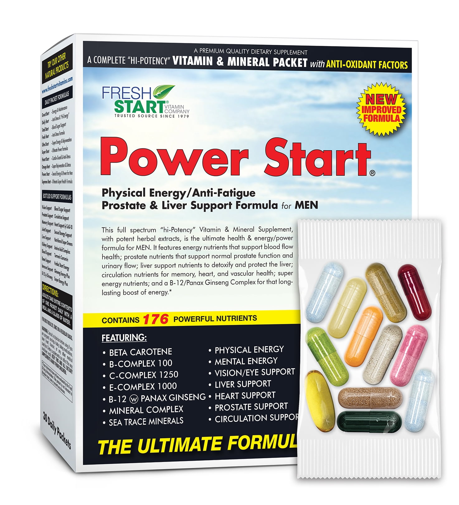 Power Start - Daily Essentials Vitamin Pack, Testosterone & Stamina ...