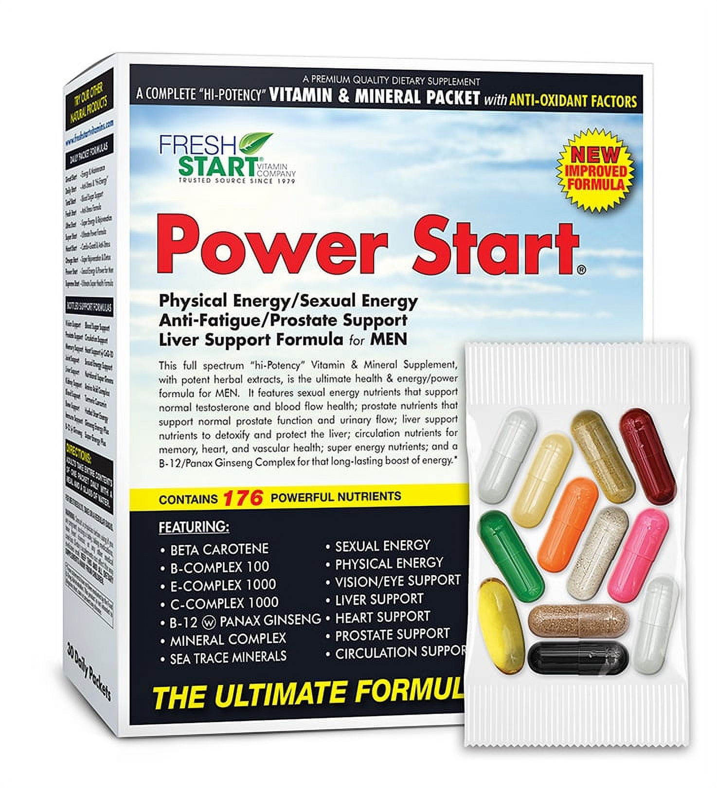 Power Start - Daily Essentials Vitamin Pack, Testosterone & Stamina ...