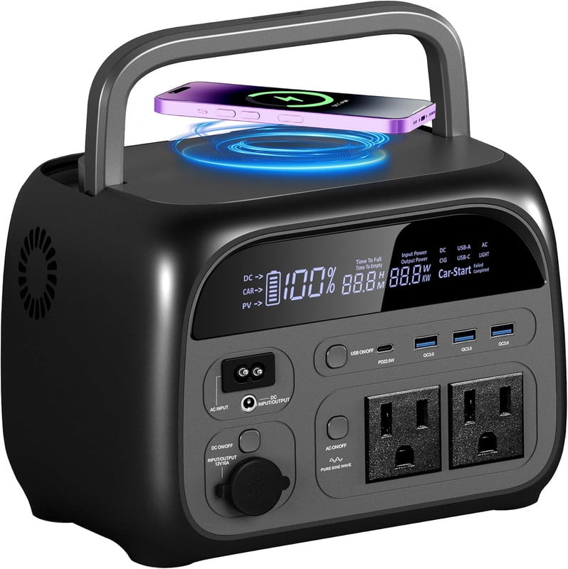 Power Station, 345Wh LiFePO4 Battery Solar Generator 500W AC Output ...