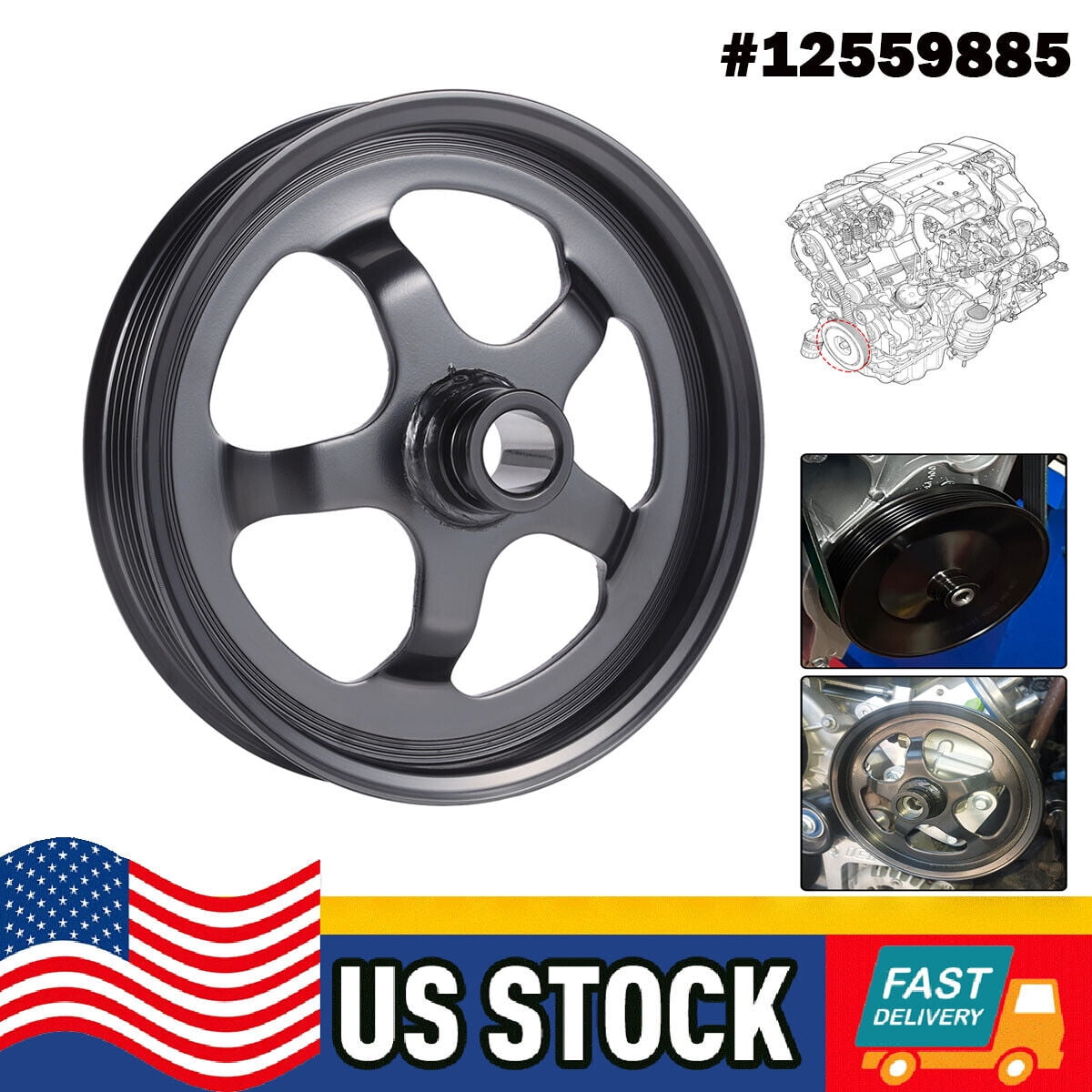 Power Steering Pump Pulley 12559885 Fit 1998-2002 Camaro/Firebird Z28 ...