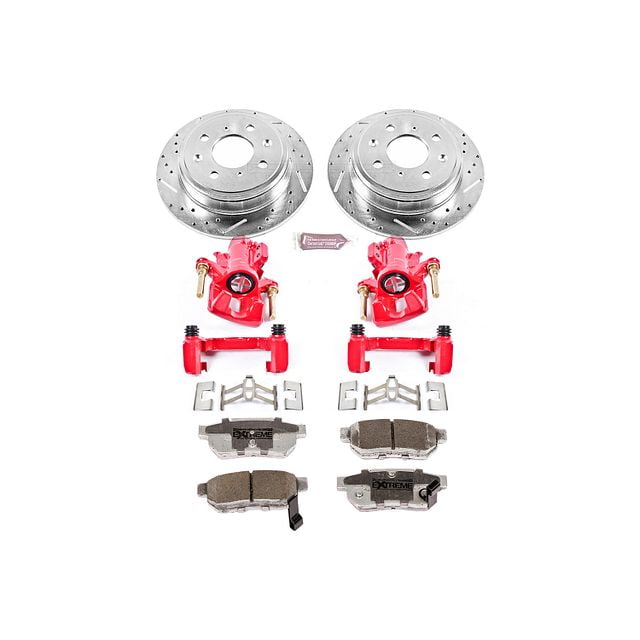 PowerStop Rear Z26 Street Warrior Brake Pad and Rotor Kit with Red ...