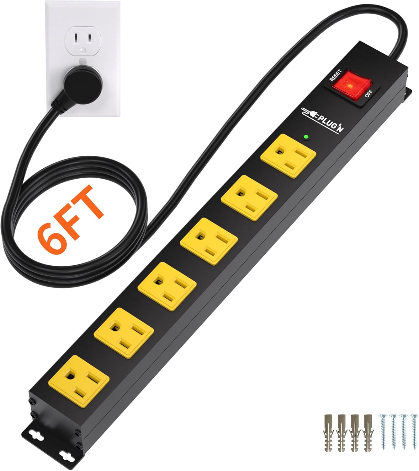 Power Strip 2700J Surge Protector, 6 Outlet Heavy Duty Power Strips ...
