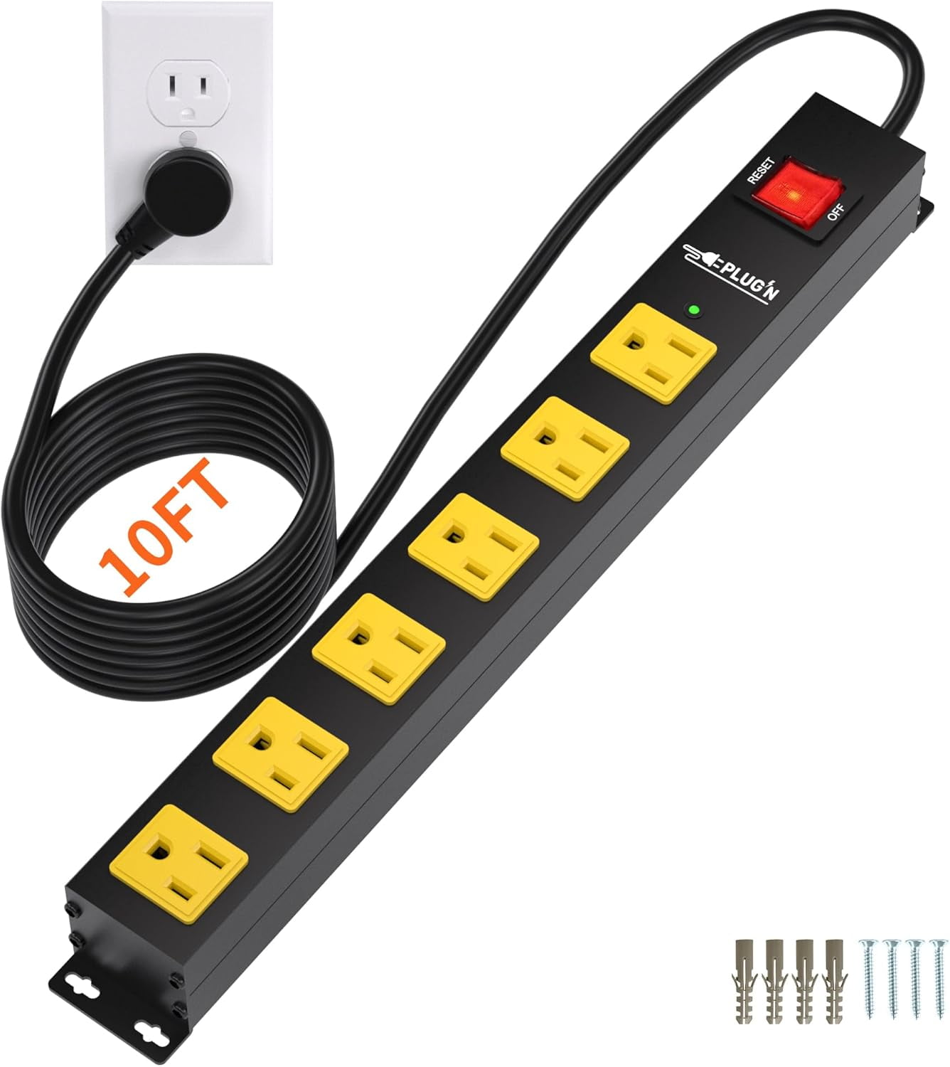 Power Strip 2700J Surge Protector, Heavy Duty Power Strips with 10FT ...