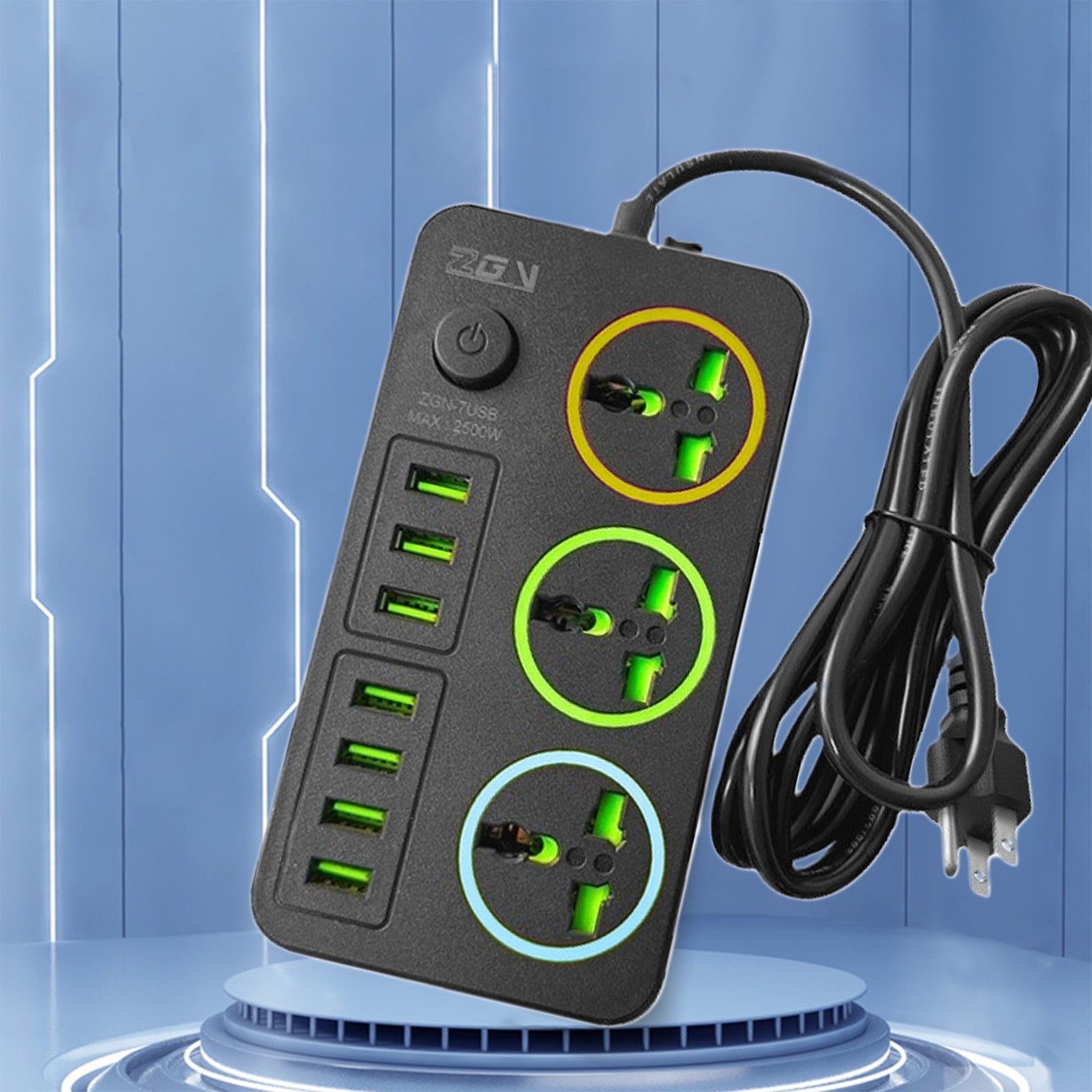 Power Strip 3 Outlet 3000W Universal Surge Protector | 7 USB Ports ...