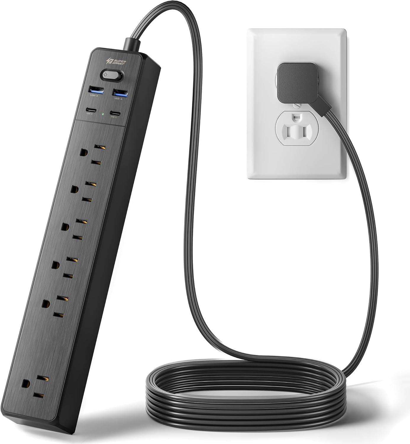 Power Strip, 6-Outlet Surge Protector, 4 USB Ports, 4.5 Ft Extension ...