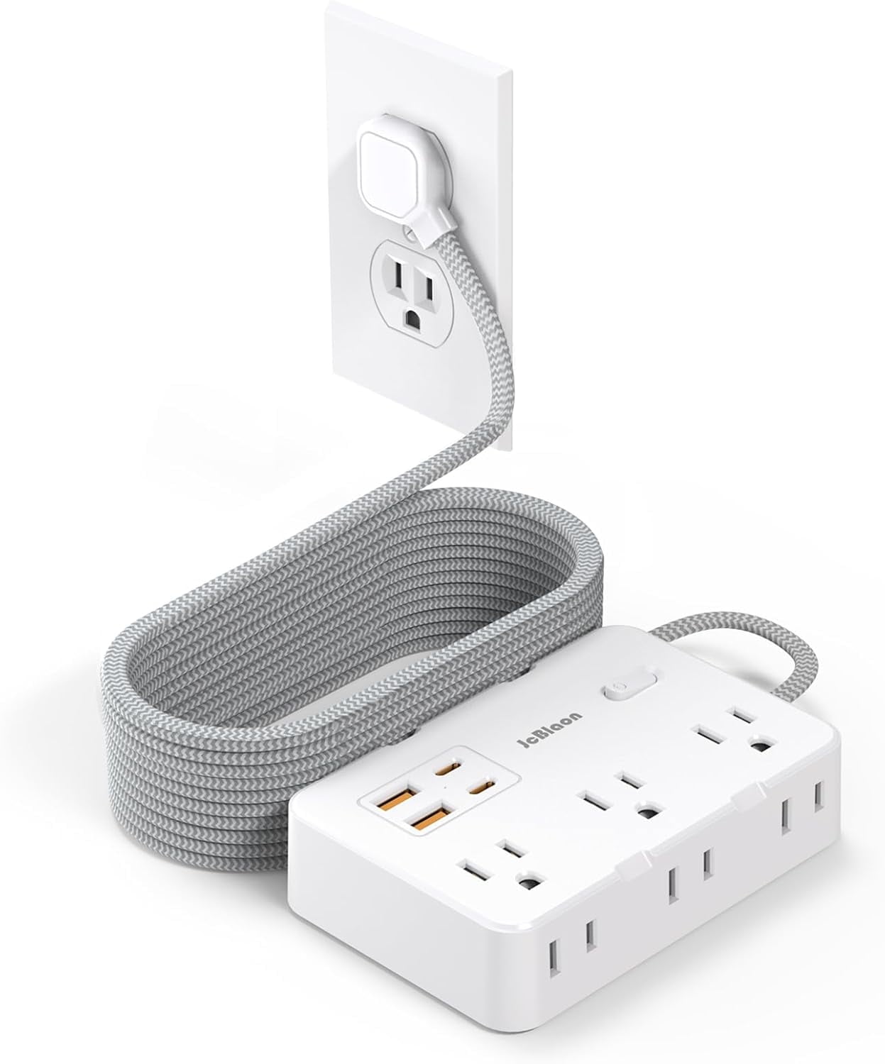 Power Strip Bar Surge Protector, 10 ft Extension Cord Braided with 6 AC ...