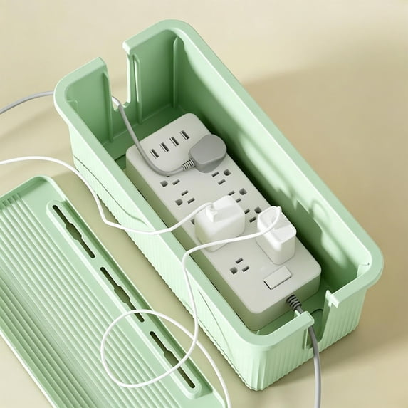 Power Strip Cable Management Box – Large Desktop Cord Organizer for ...