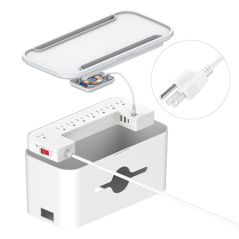 Power Strip with Cable Management Box, Surge Protector 8 Outlets and 3 ...