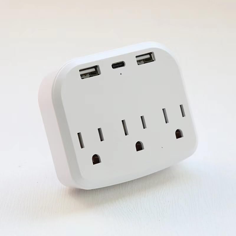 Power Strip Cruise Approved with 2 USB & 1 C,Flat Wall Plug，Cruise Ship Power Strip,Non Surge ...