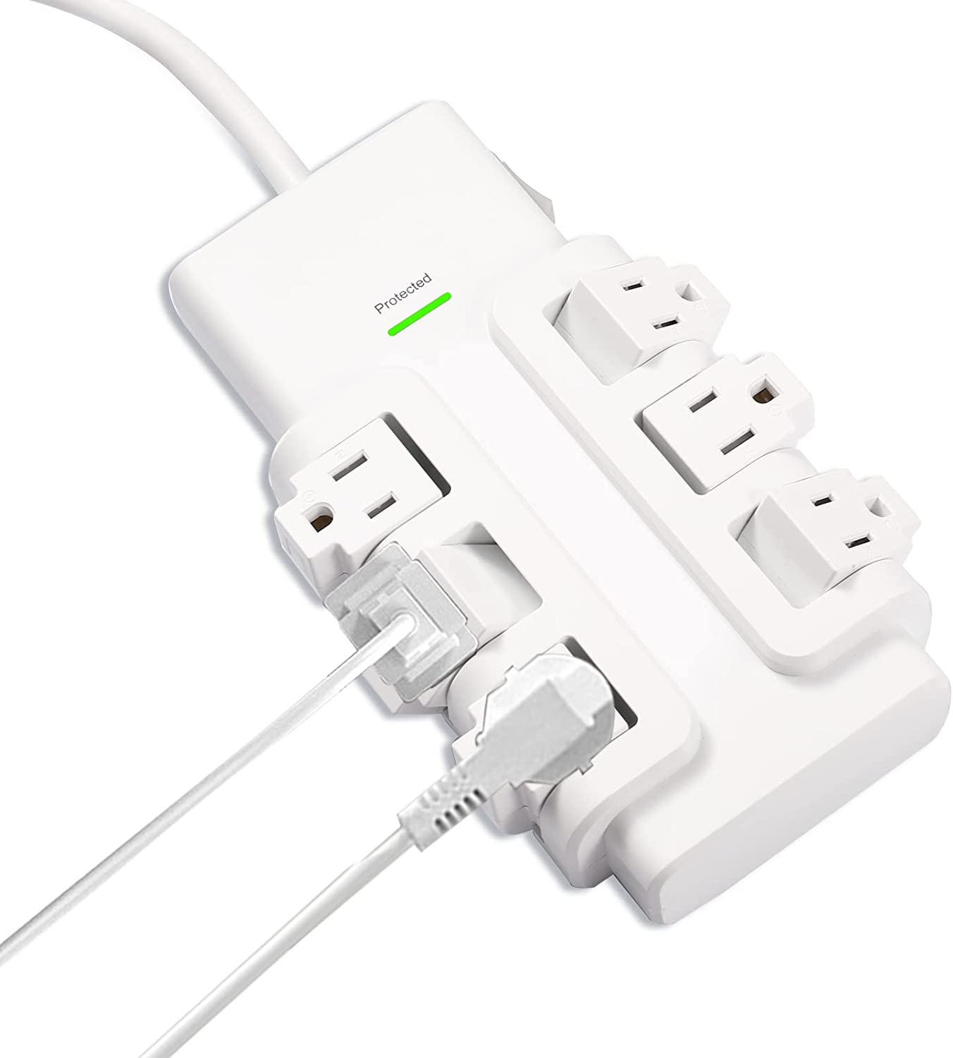 Power Strip Extension Cord 4 Ft, 6 Rotating Outlets, 1875W, 1020 J ...