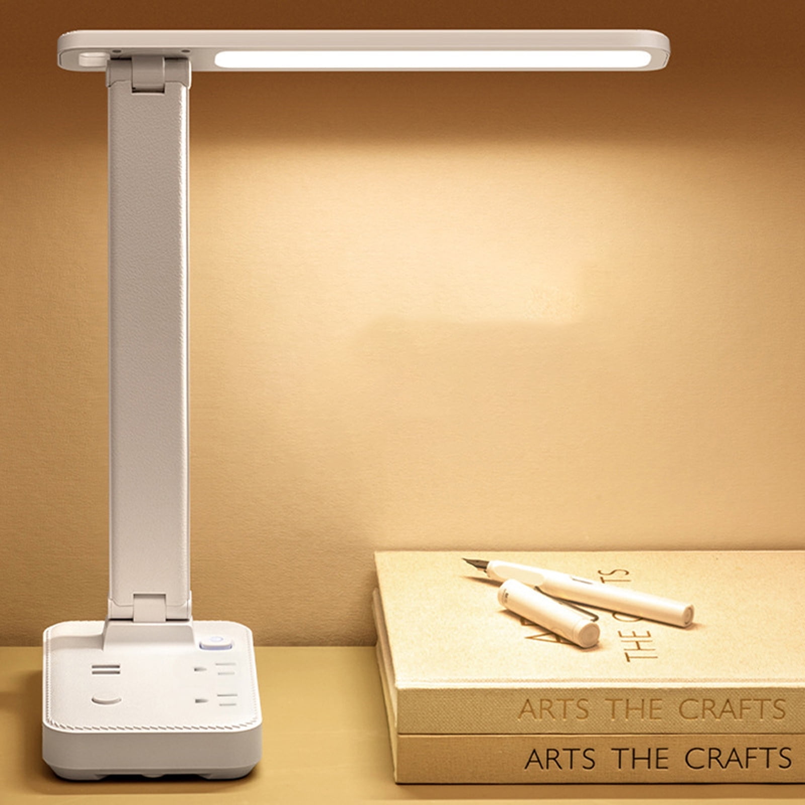 Power Strip with LED Desk Lamp, 2 Outlets 2 USB Ports 4 Modes 5 Level ...