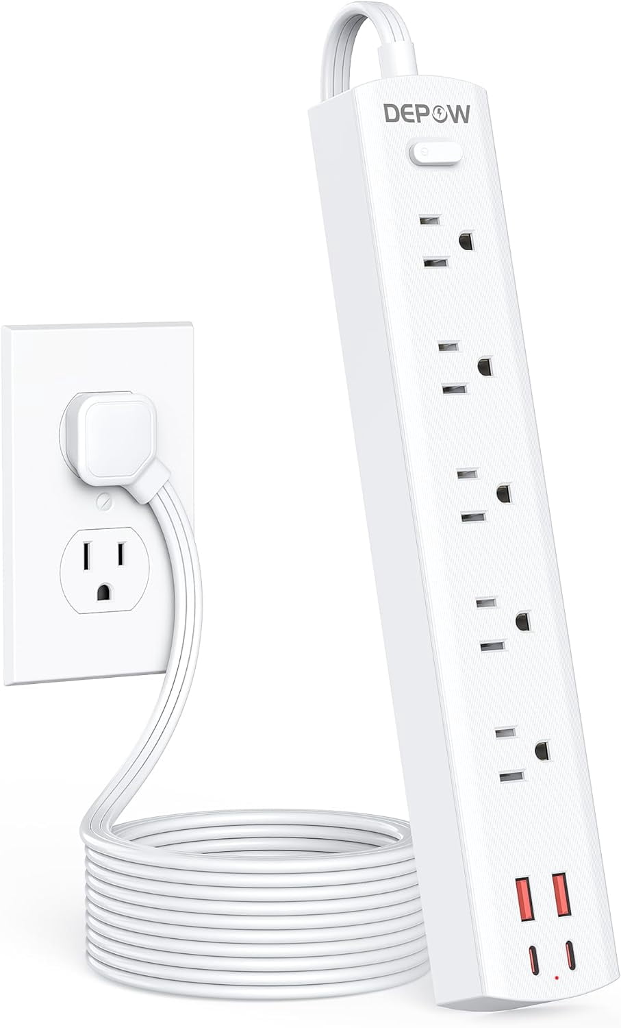 Power Strip Sur Protector with 5 AC Outlets(1625W/13A) 4 USB Ports (2 ...