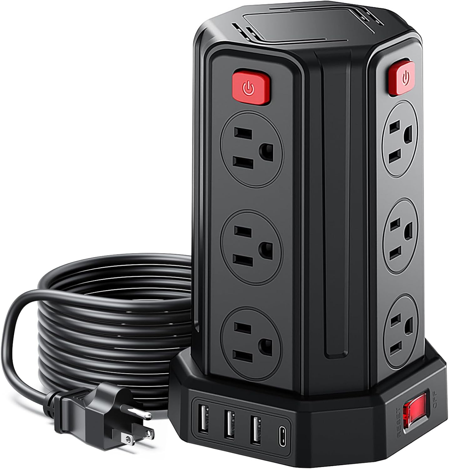 Power Strip Sur Protector, 6.5 Ft Extension Cord with 12 AC Multiple ...