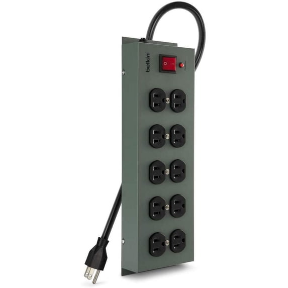 Power Strip Surge Protector - 10 AC Outlets, 15ft Heavy Duty Metal ...
