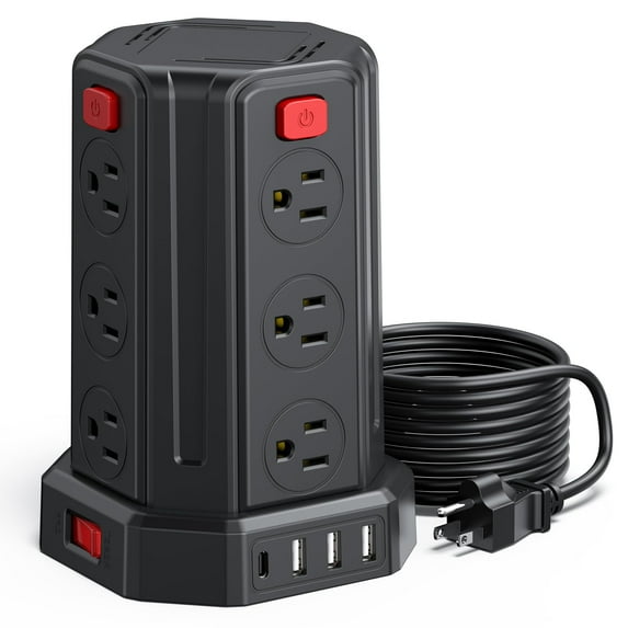 Power Strip Surge Protector, 10 Ft Extension Cord with 12 AC Multiple ...