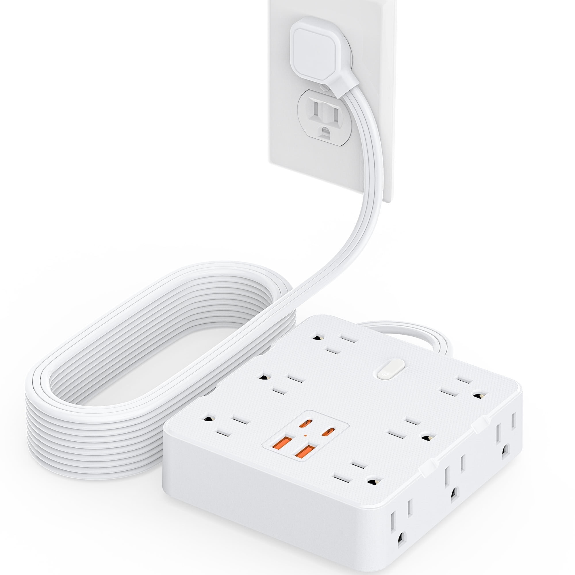 DEPOW 12 Outlet Power Strip Surge Protector with 4 USB Ports (2 USB-C ...
