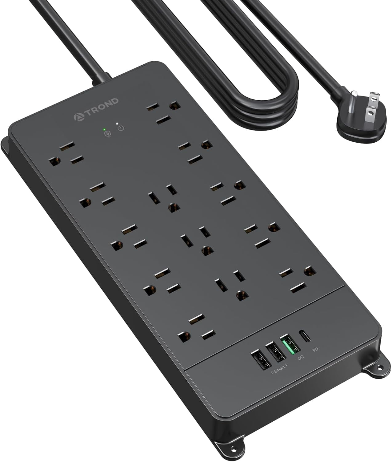Power Strip Surge Protector, 10 ft Long Extension Cord, 13 Wide Spaced ...