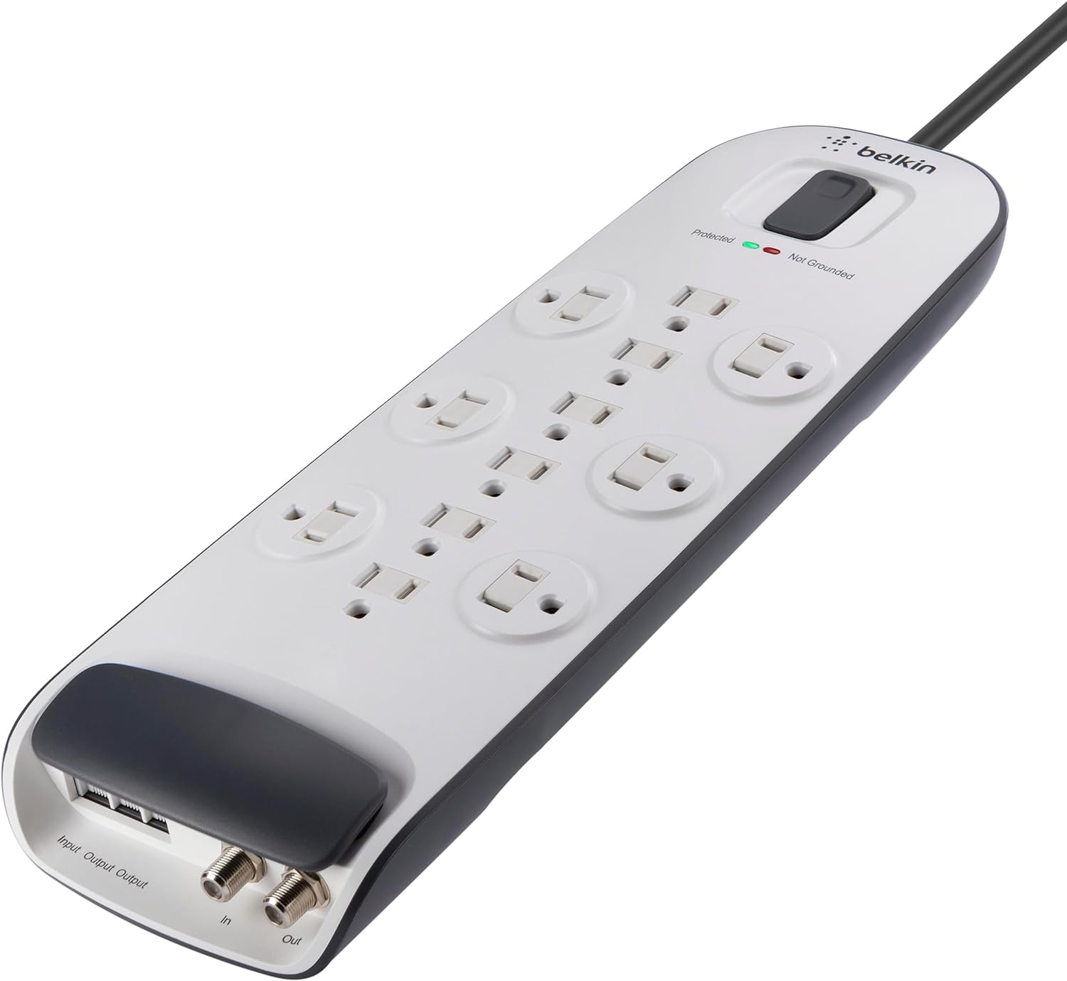 Power Strip Surge Protector - 12 AC Multiple Outlets, Ethernet & Cable ...