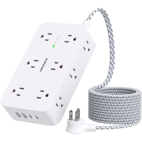 Power Strip Surge Protector, 12 Multiple Outlets 4 Ports (2 C), 5Ft ...