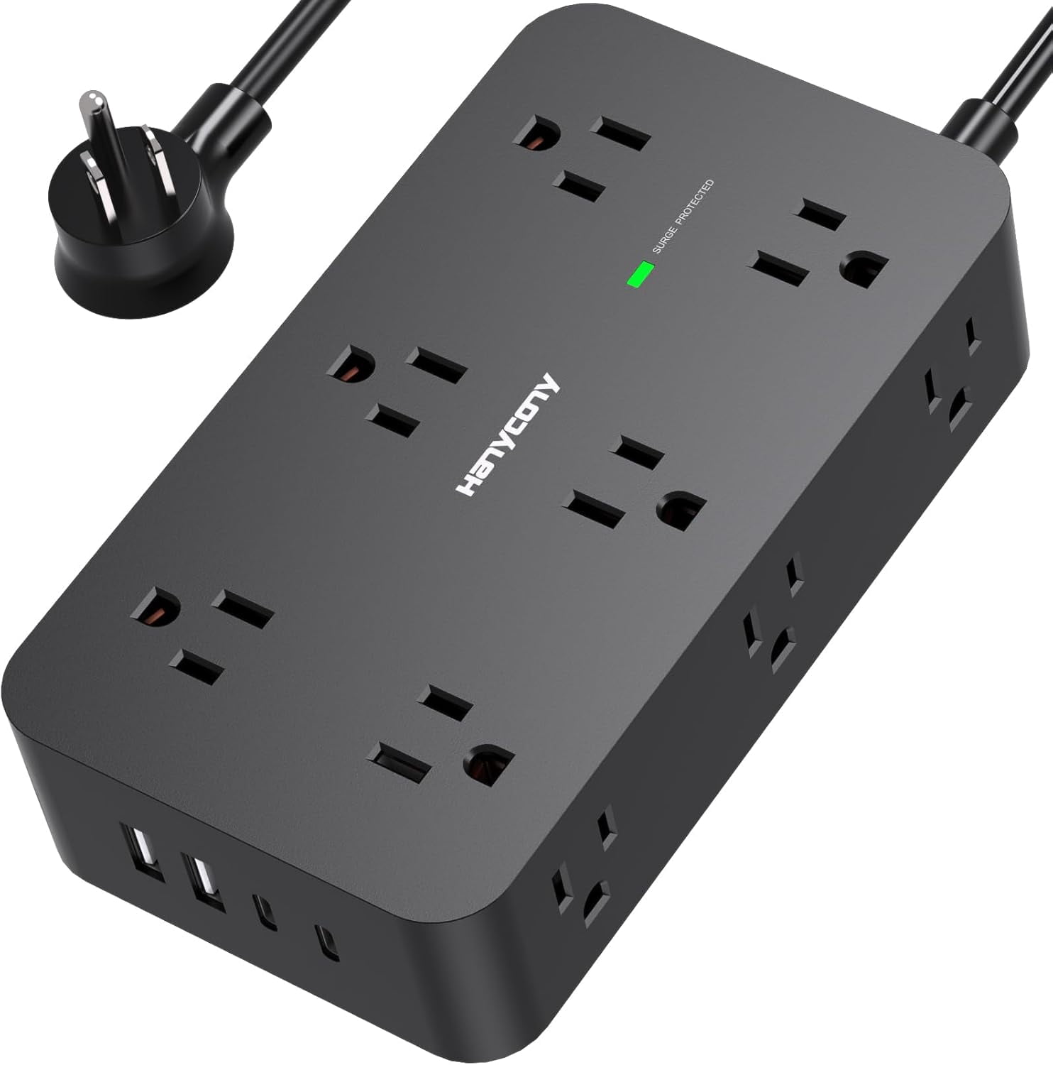 Power Strip Sur Protector with 12 Outlets 4 USB Ports(2 USB C) Black ...