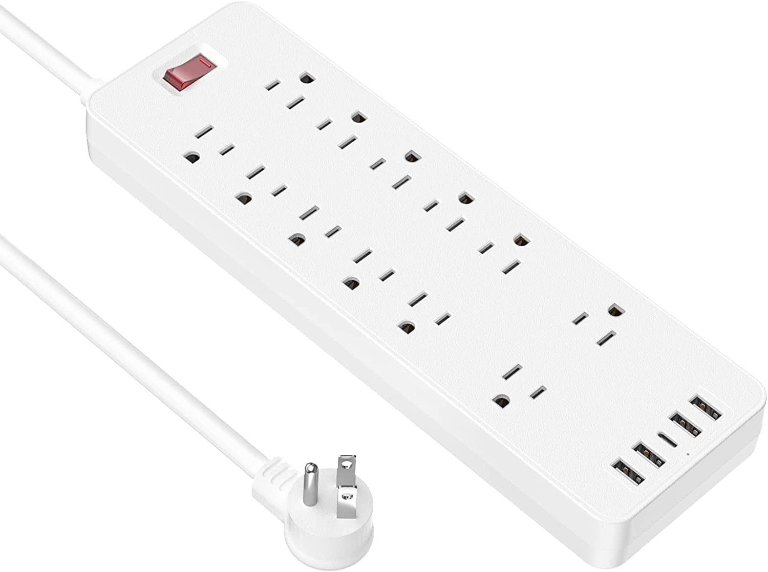 Power Strip, Surge Protector with 12 Outlets and 4 USB Ports (5V/2.4A ...
