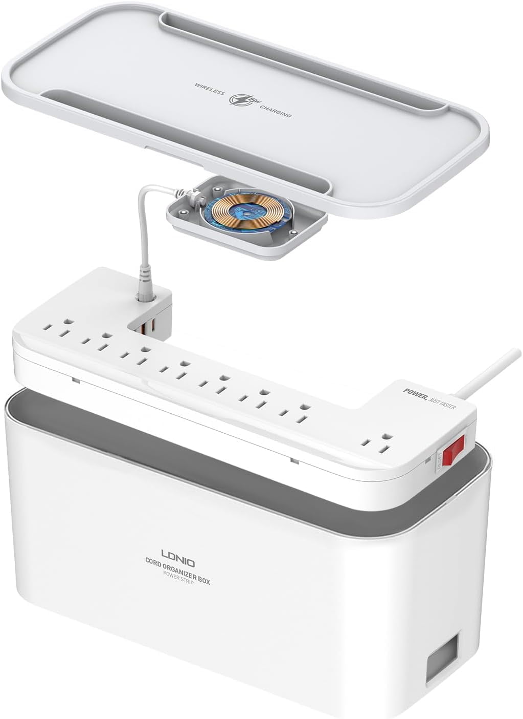 Power Strip Surge Protector - 15W Fast Wireless Charger with 8 AC ...