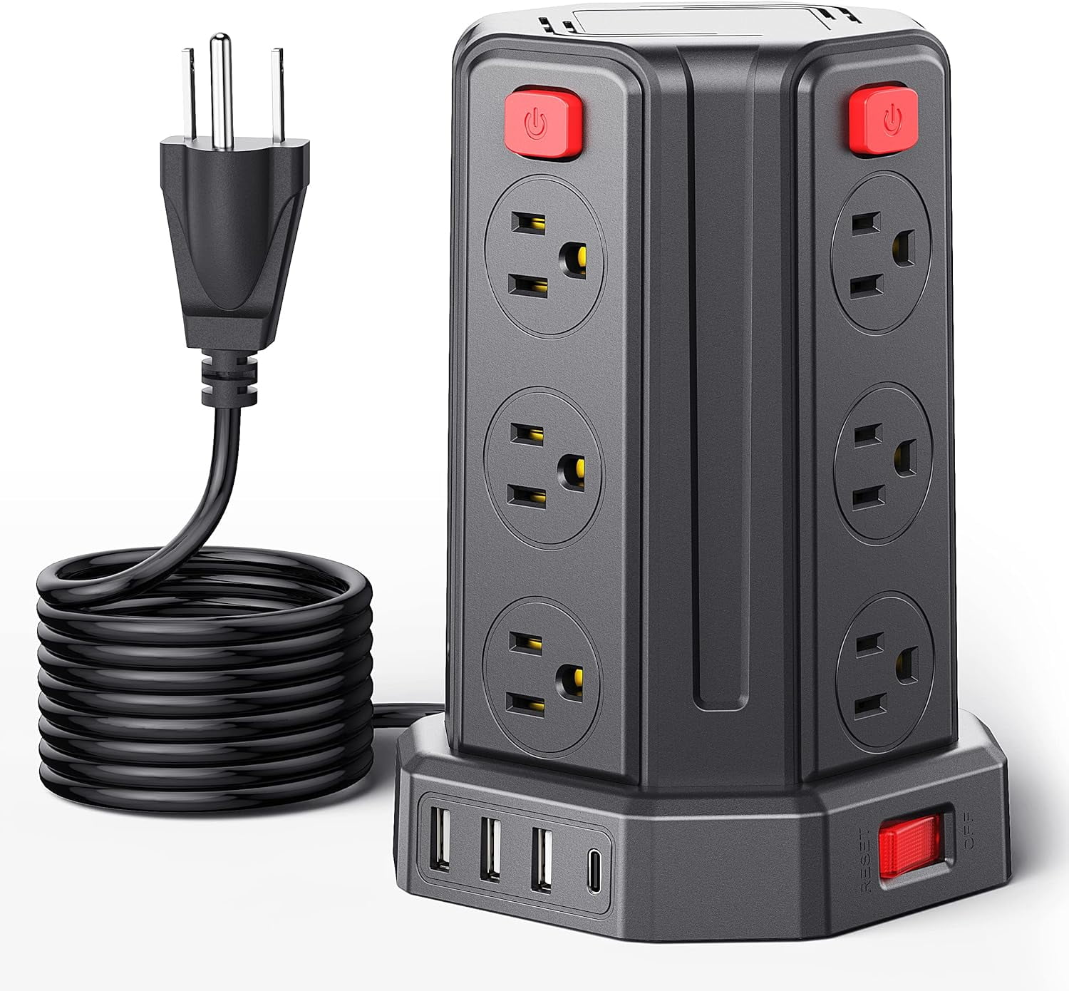 Power Strip Surge Protector, 16.4 Ft Extension Cord with 12 AC Multiple ...
