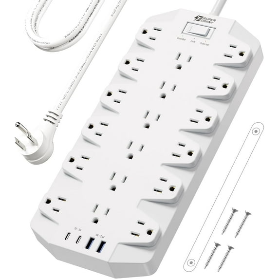 Power Strip Surge Protector, 18 Outlets with 2 USB C + 2 USB A Ports ...