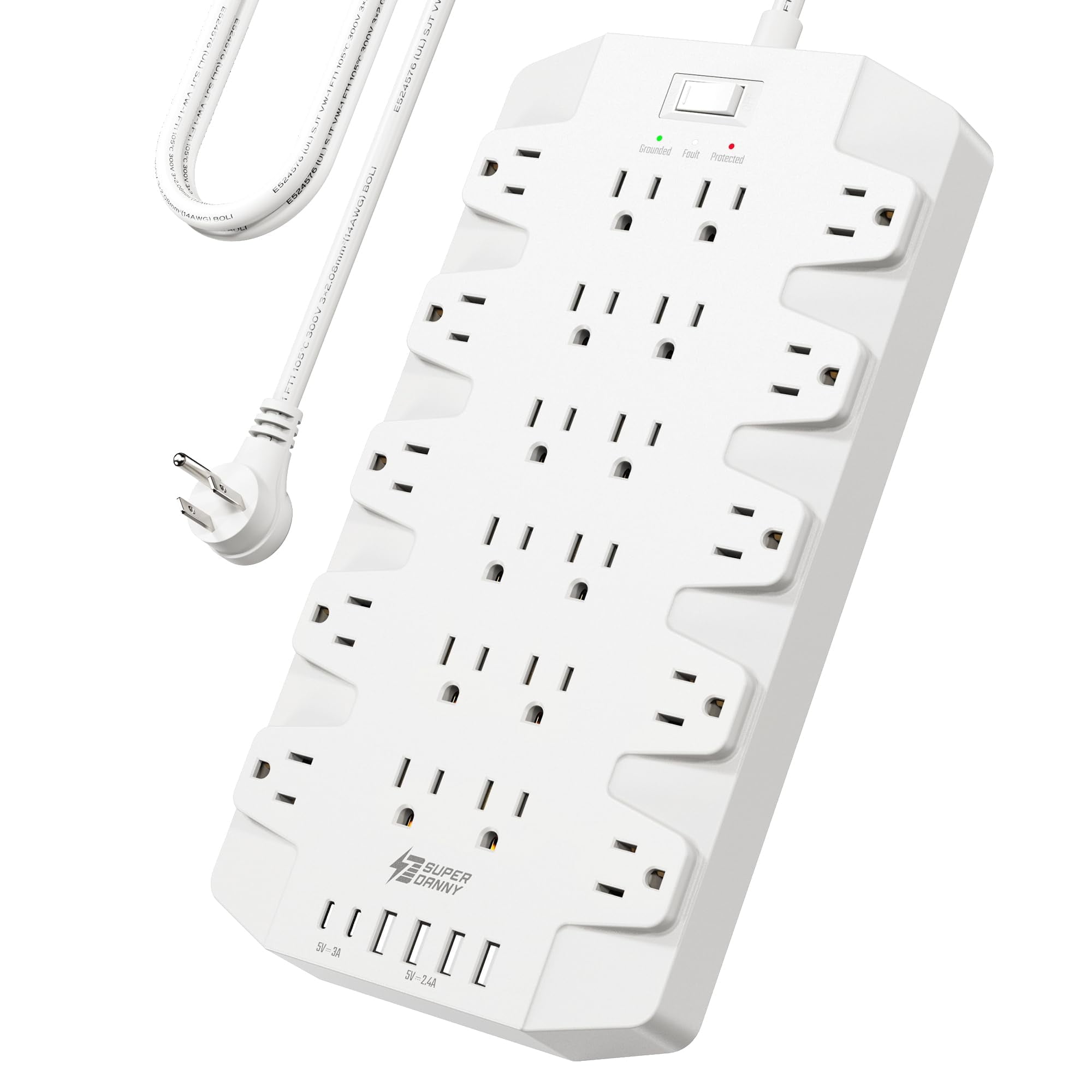 Power Strip Surge Protector with 22 AC Outlets, 2 USB-C and 4 USB Ports ...