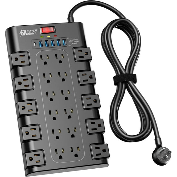 Power Strip, Surge Protector with 22 AC Outlets and 6 USB Charging ...