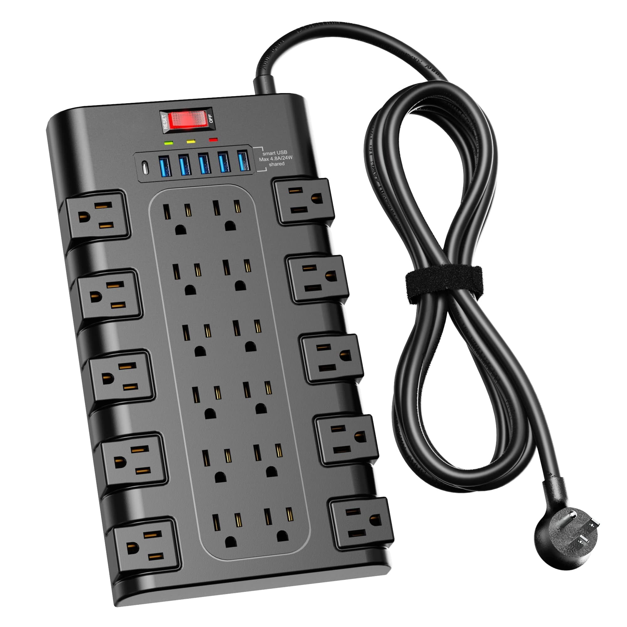 Power Strip, Surge Protector with 22 AC Outlets and 6 USB Charging ...