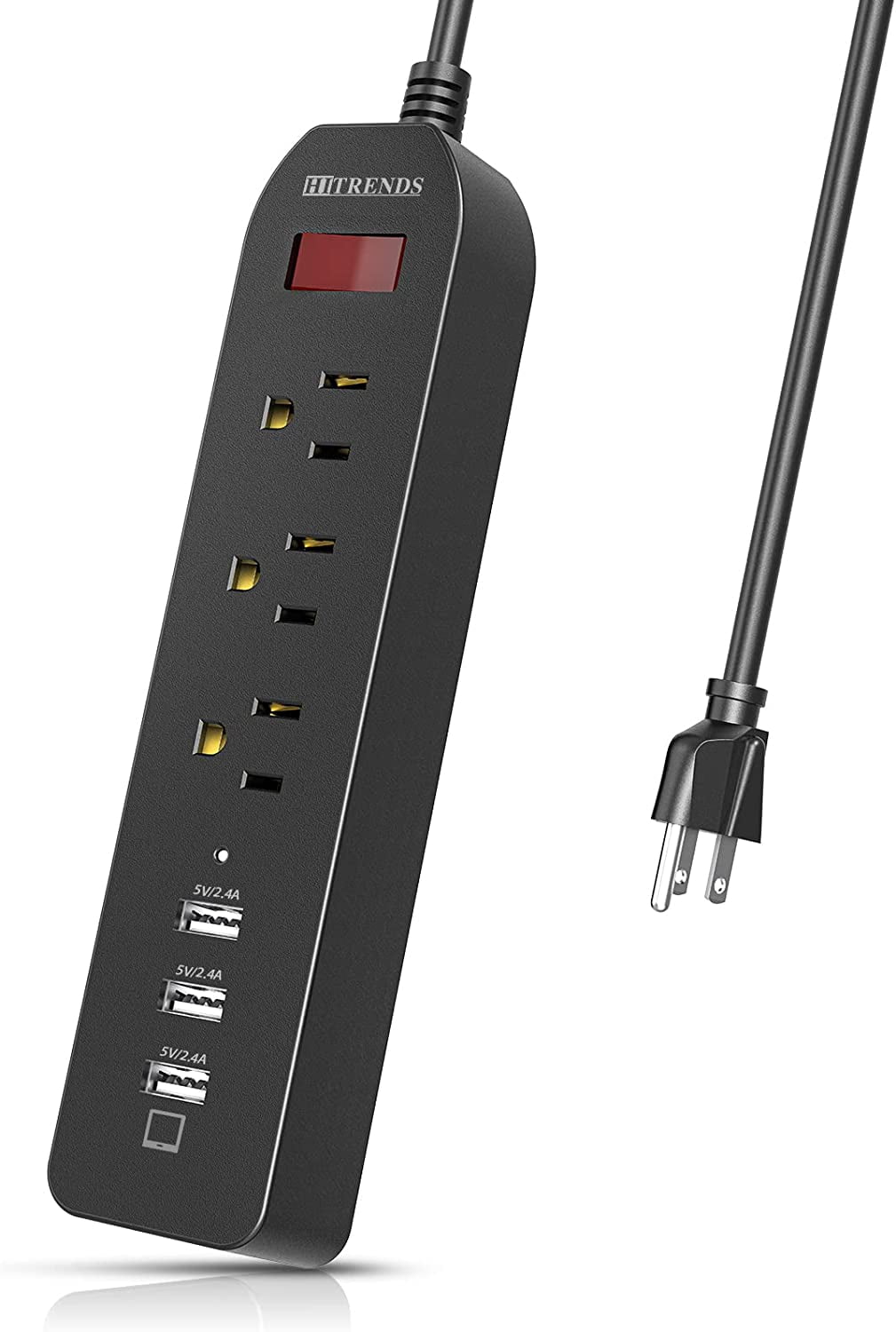 Power Strip Surge Protector 3 AC Outlets with 3 USB Ports (5V/2.4Ax3 ...