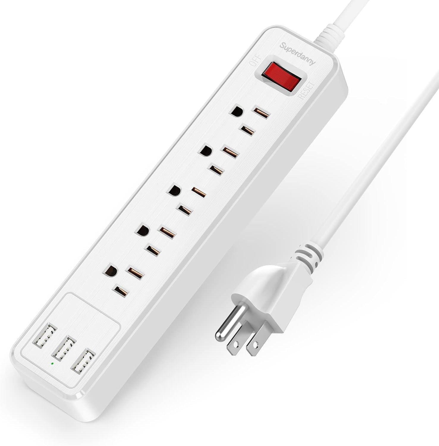 Power Strip, Surge Protector, 5 Outlets, 3 USB Ports, 4.5 Ft Extension ...