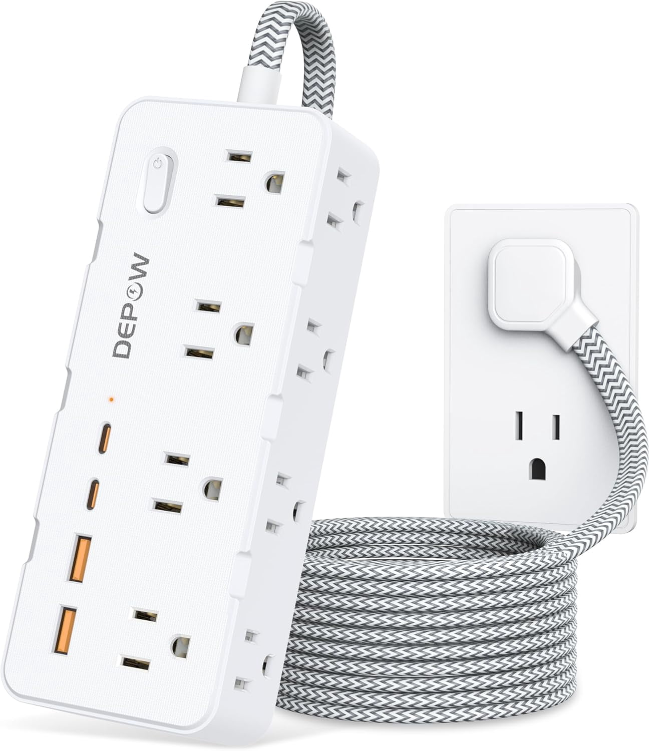 Power Strip Surge Protector, 5FT Braided Extension Cord with Multiple ...