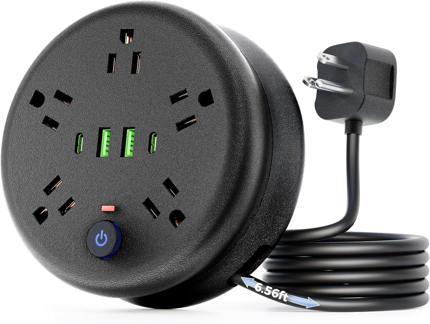 Power Strip Surge Protector-6.56 ft Retractable Travel Extension Cord ...
