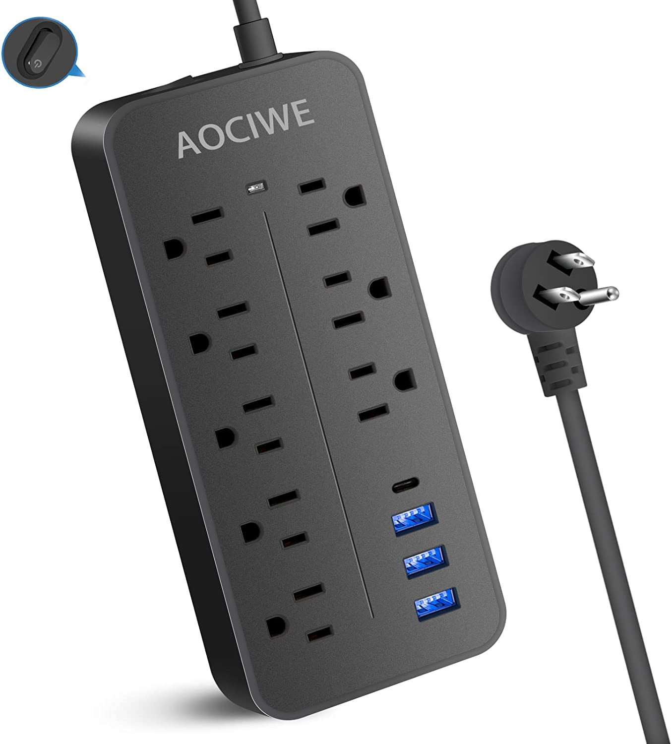 Power Strip Surge Protector - 8 Outlets & 3 USB Ports & 1 USB-C Port ...